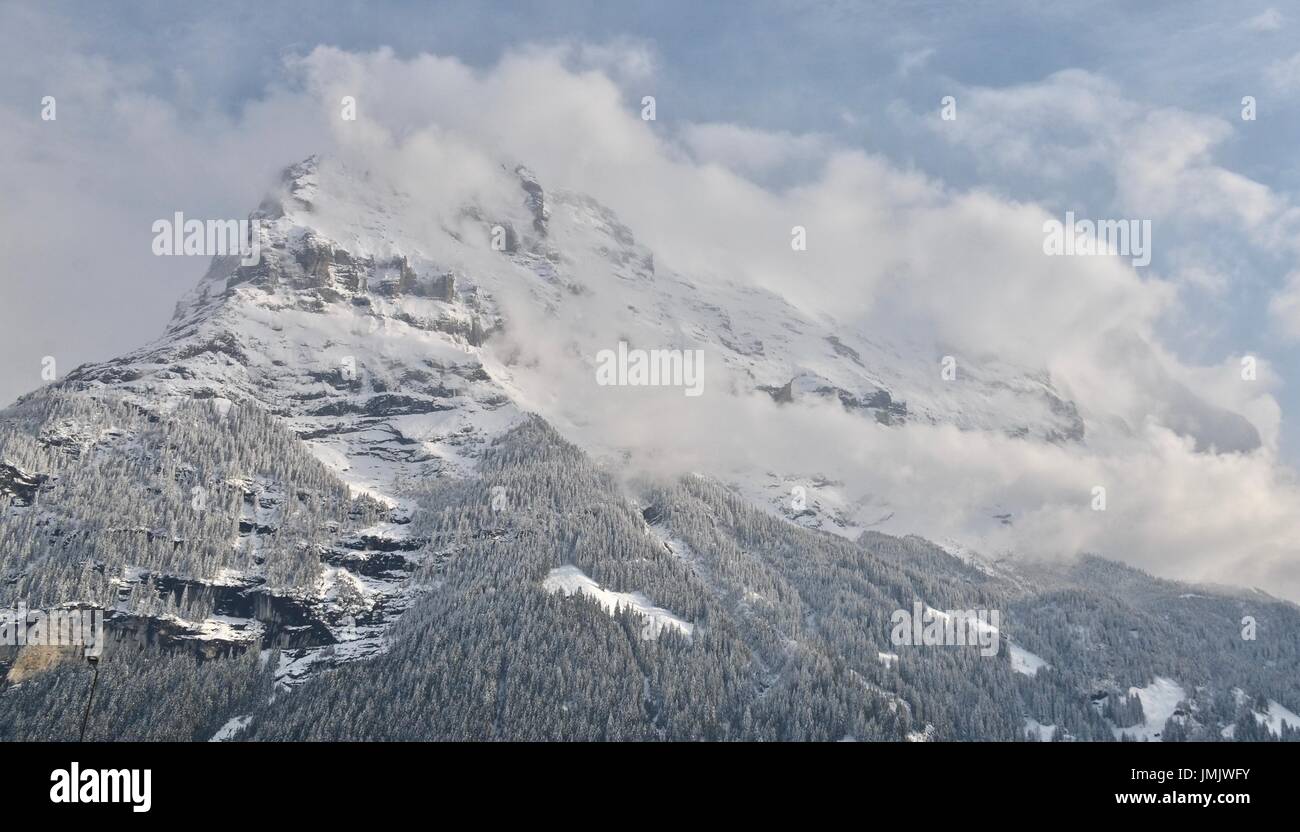 Beautiful snow-covered Swiss Alps - Eiger Stock Photo - Alamy