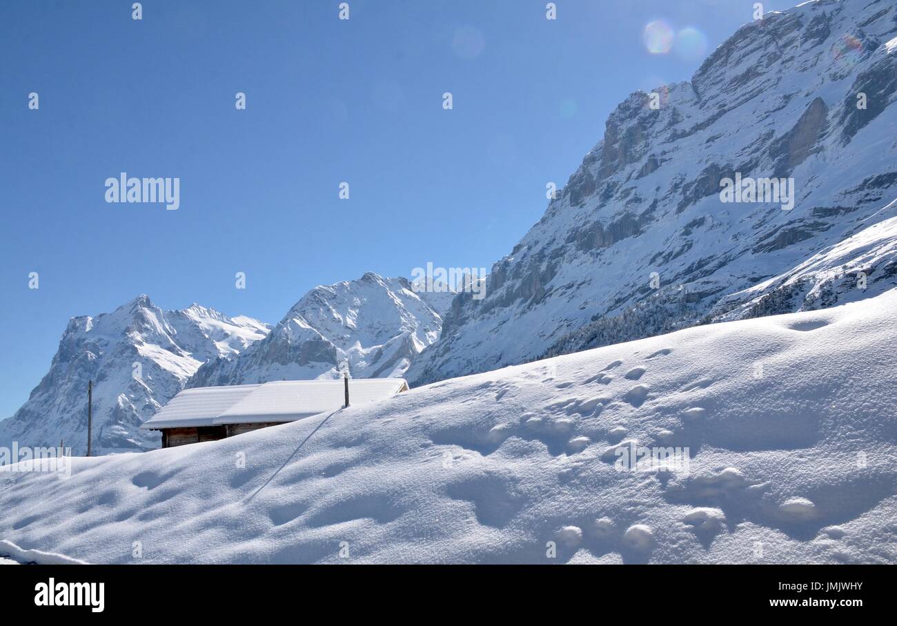 Beautiful snow-covered Swiss Alps - Eiger Stock Photo - Alamy