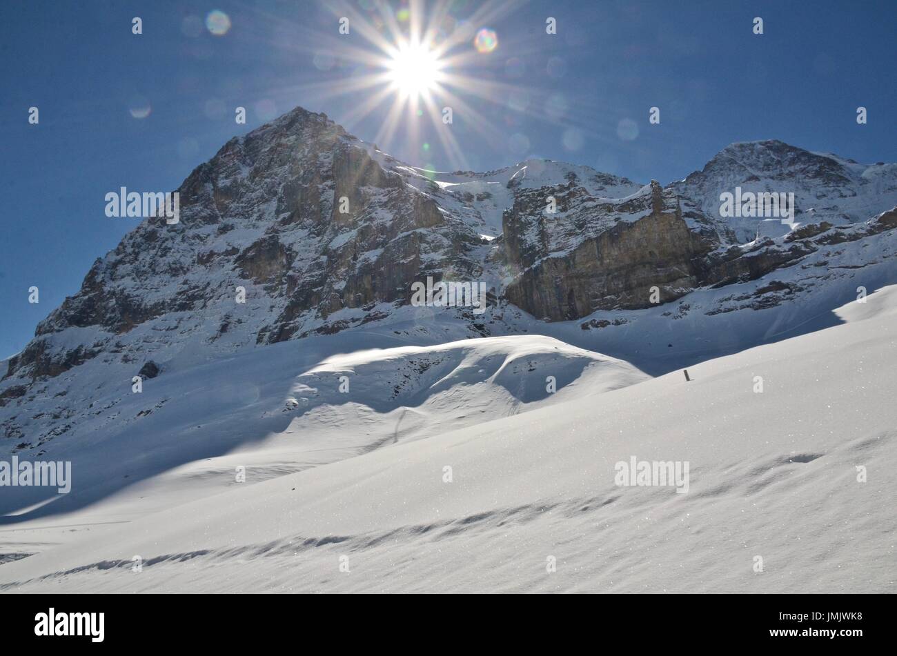 Beautiful snow-covered Swiss Alps - Eiger Stock Photo - Alamy