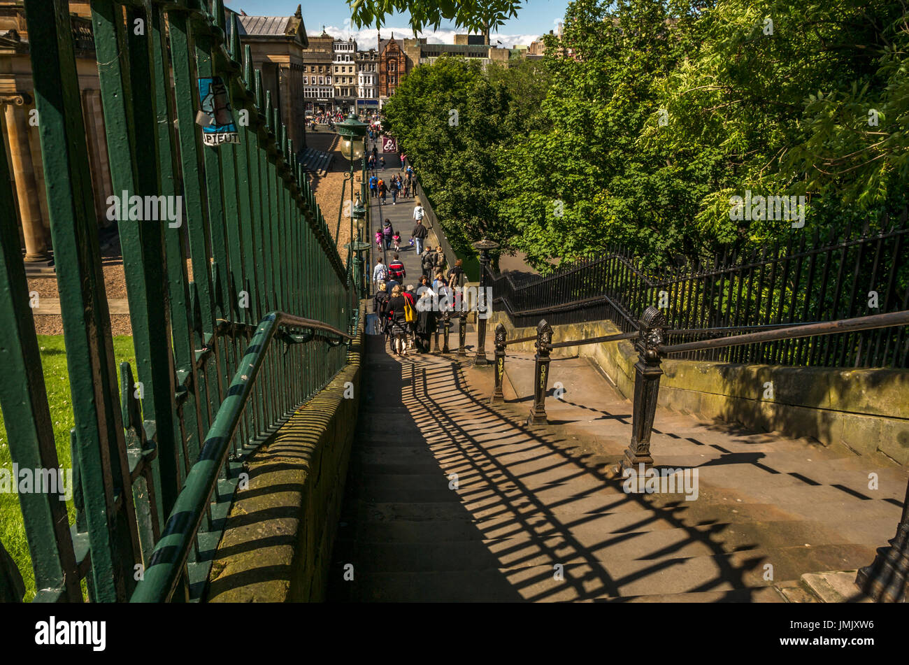 Looking down Playfair Steps and iron railings to Scottish National ...