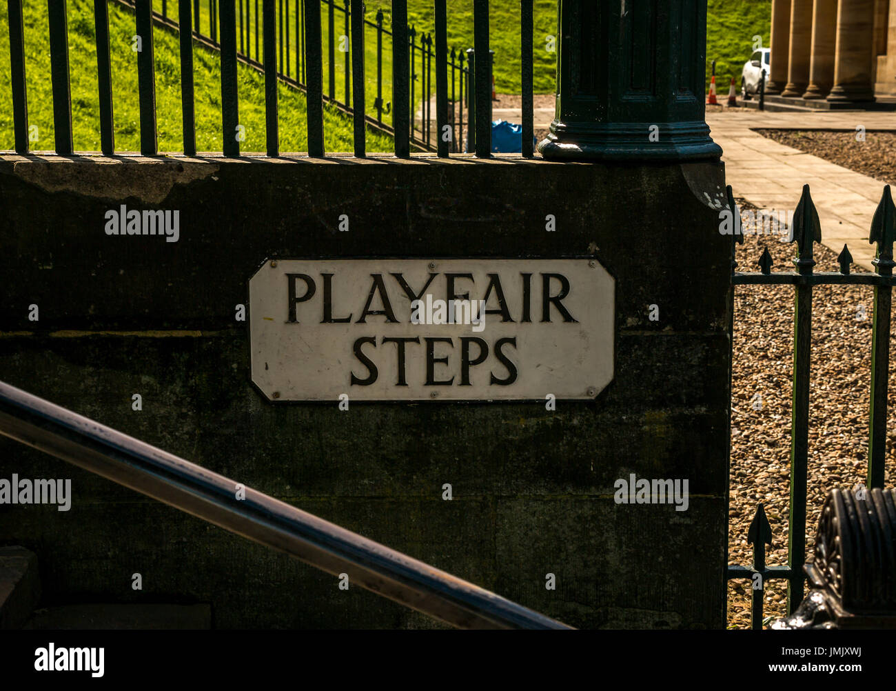 Close up Playfair Steps street sign, outside the Scottish National ...