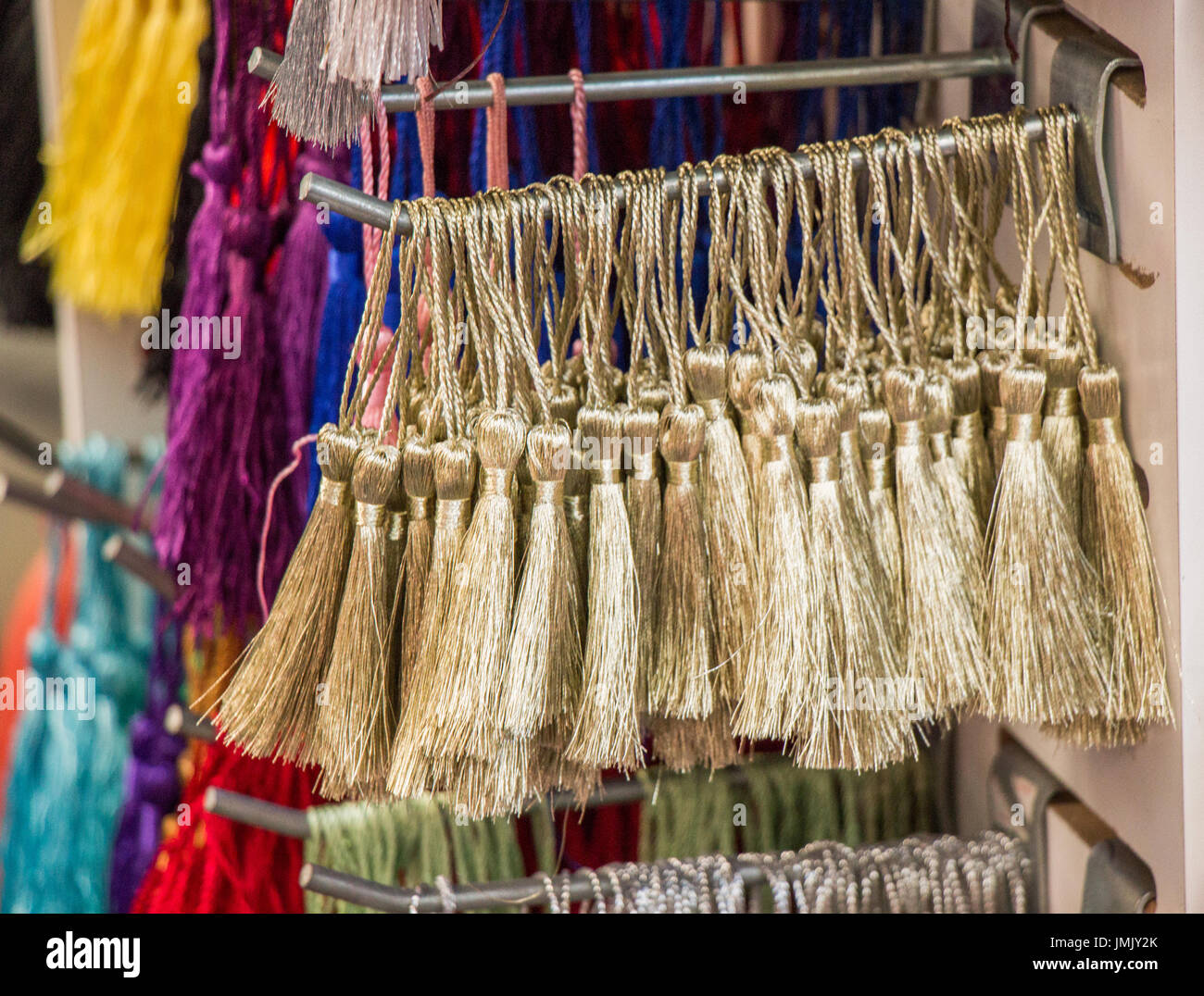 Selection of Ottoman Turkish traditional tassels in various colors ...