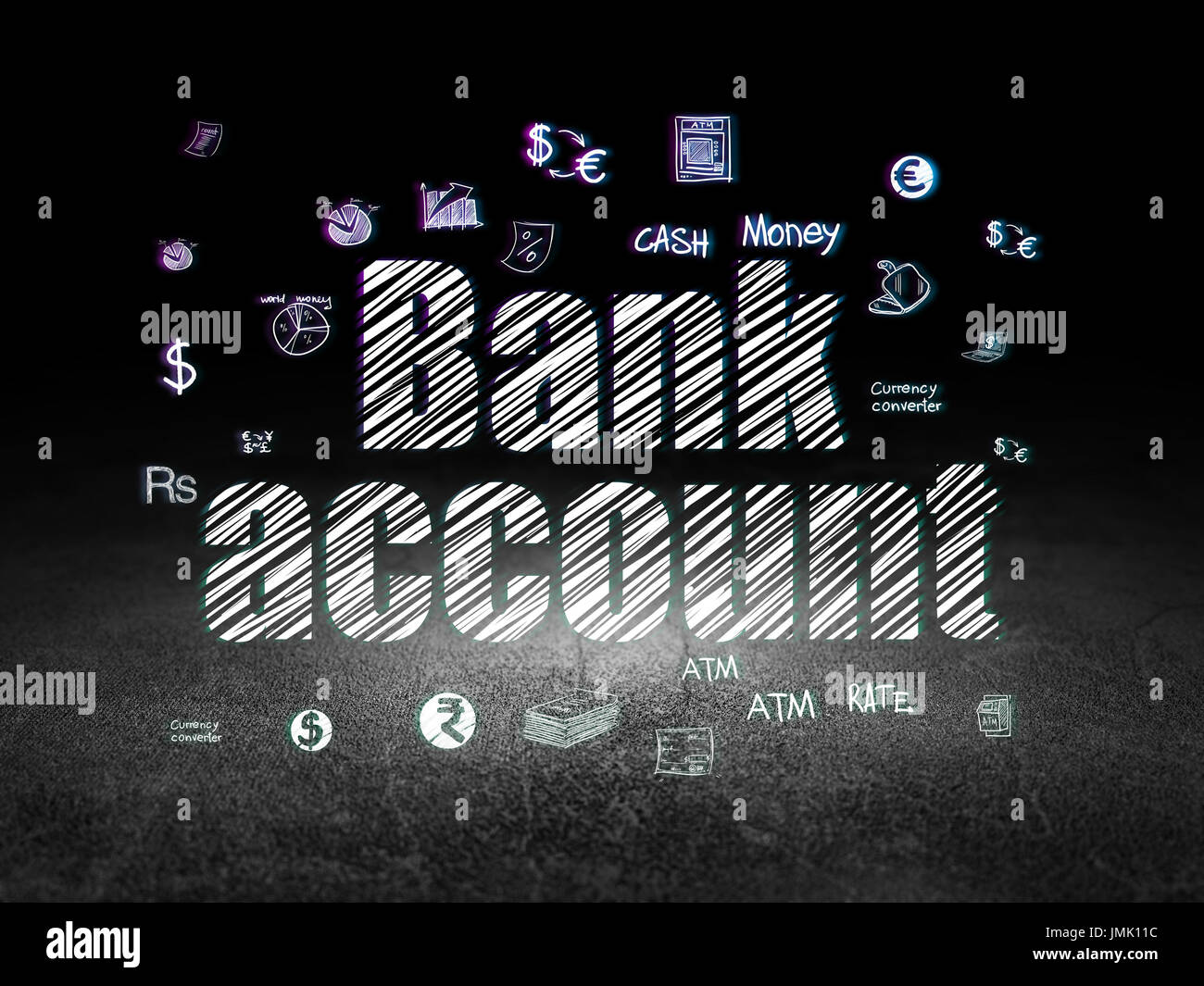Money concept: Bank Account in grunge dark room Stock Photo - Alamy