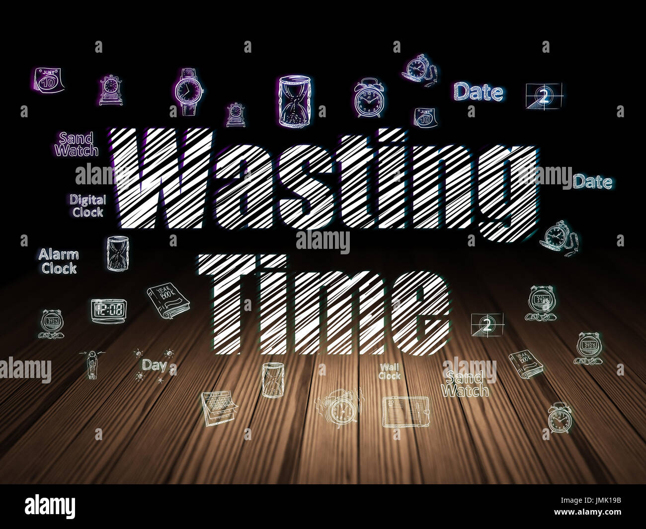 Time concept: Wasting Time in grunge dark room Stock Photo - Alamy