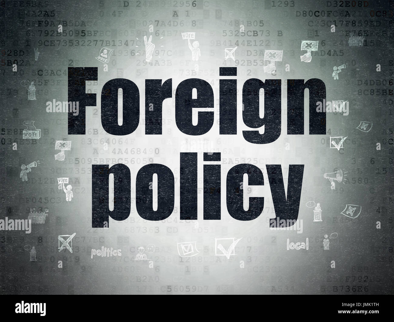 Politics concept: Foreign Policy on Digital Data Paper background Stock ...