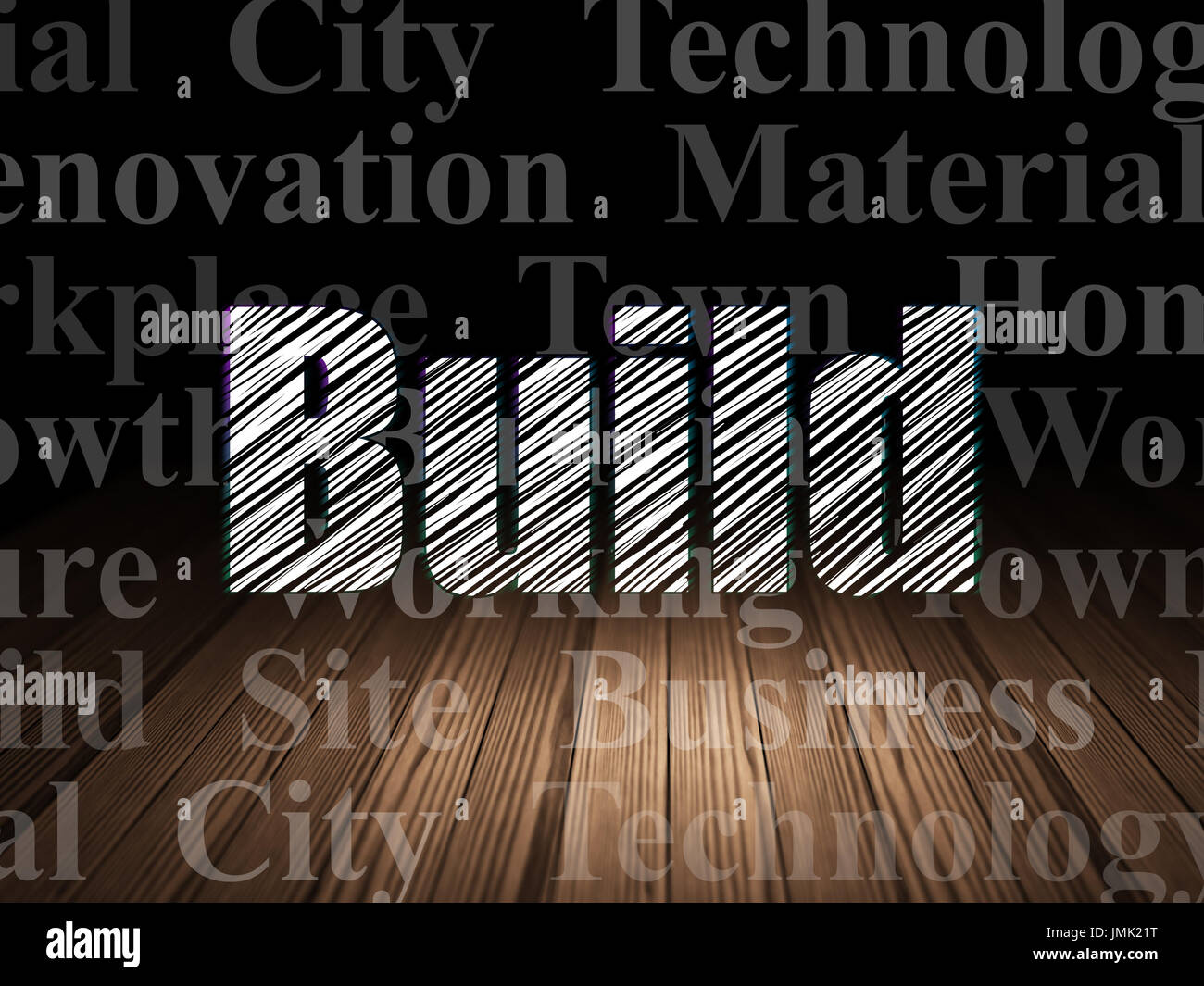 Building construction concept: Build in grunge dark room Stock Photo ...