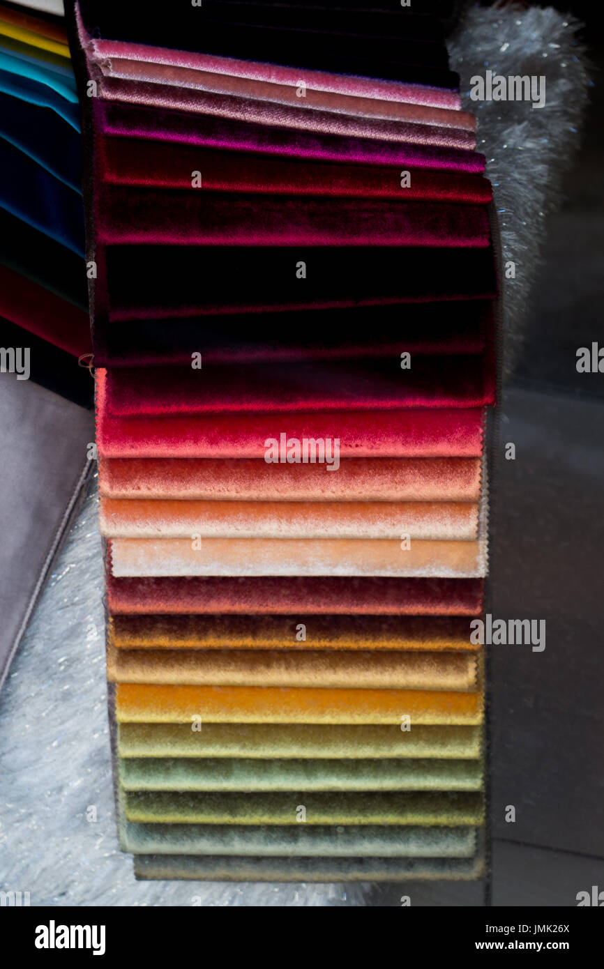 Examples of colorful fabric of various color and type Stock Photo - Alamy