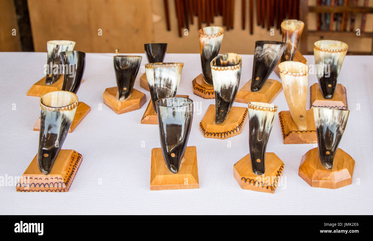 Traditional decorative colorful horns with metal Stock Photo - Alamy