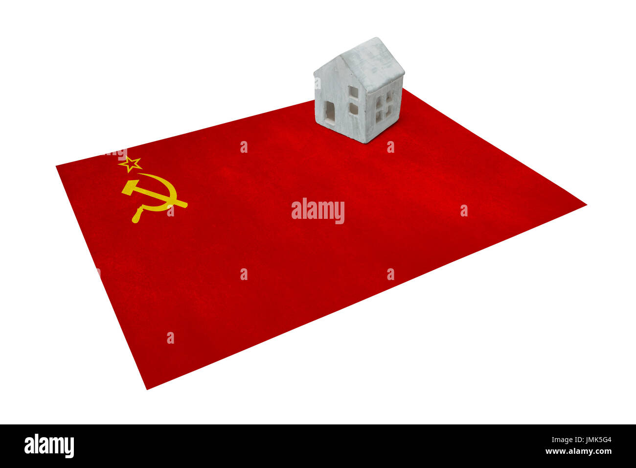 Small house on a flag - Living or migrating to USSR Stock Photo - Alamy