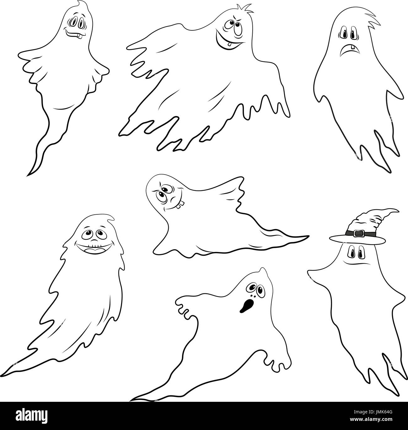 Set ghosts halloween holiday Black and White Stock Photos & Images - Alamy