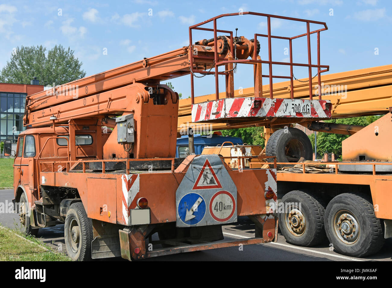 Crane vehicles back side Stock Photo - Alamy
