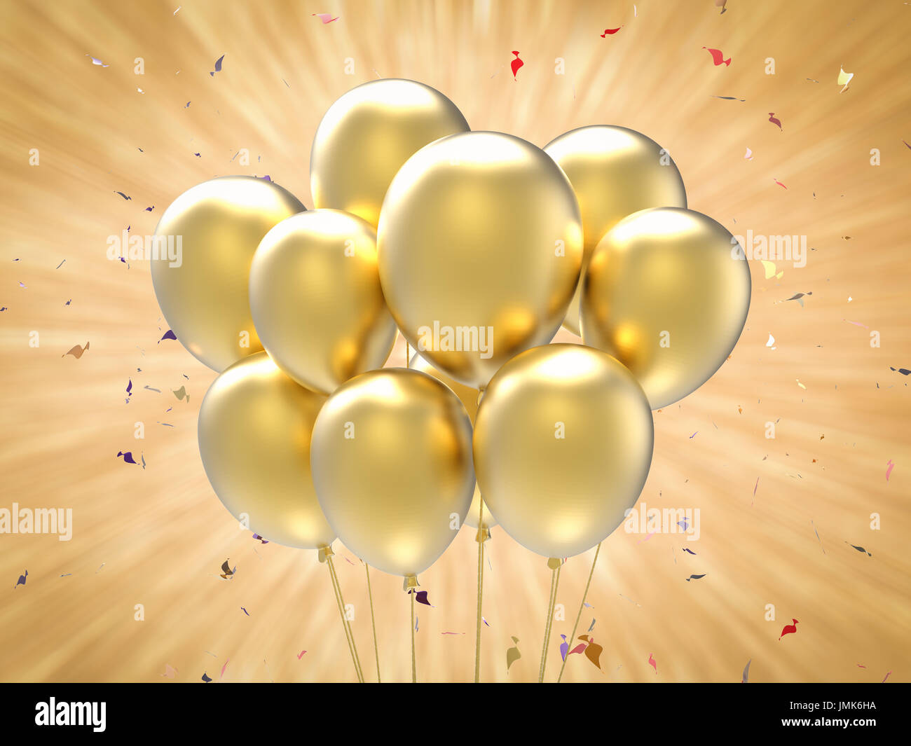 3d rendering a bunch of golden balloons Stock Photo - Alamy