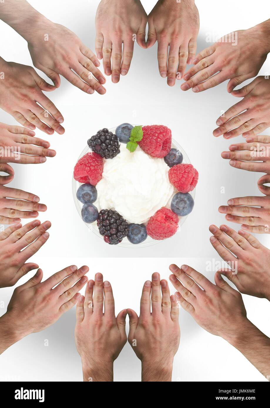 Digital composite of Hands in circle around fruit berries Stock Photo ...
