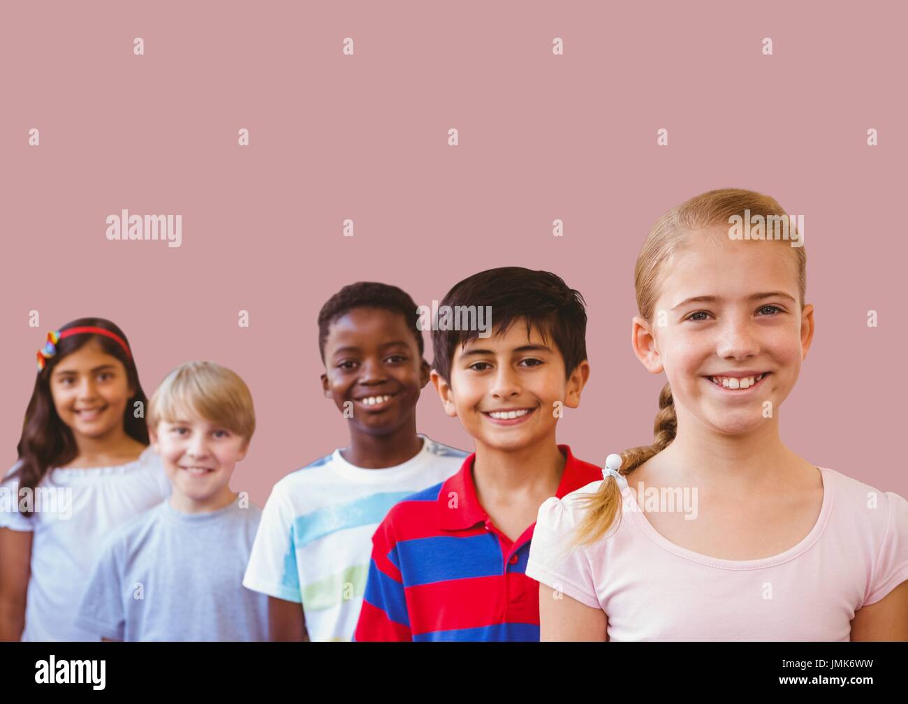 Digital composite of kids friends with blank pink background Stock ...