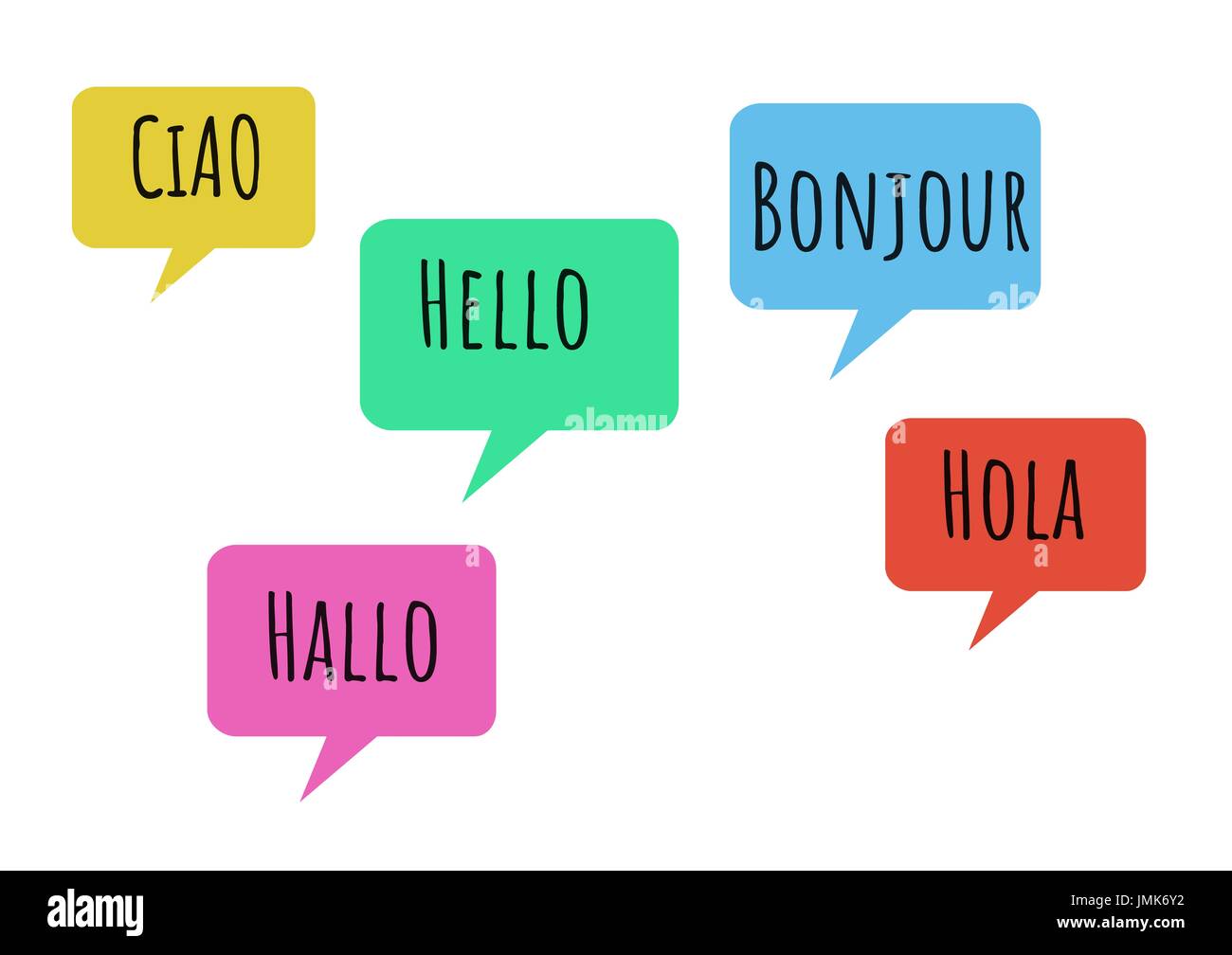 Digital composite of Hello in different languages chat bubbles learning ...