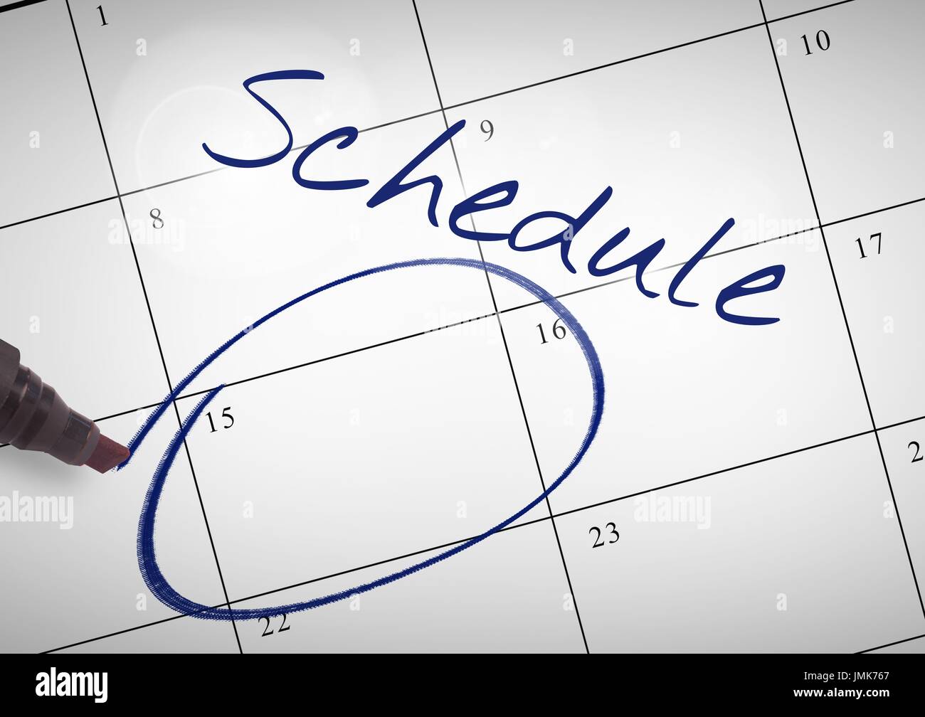 Digital composite of Schedule Text written on calendar with marker ...