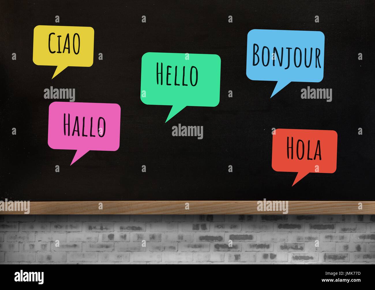 Digital composite of Hello in different languages chat bubbles learning ...