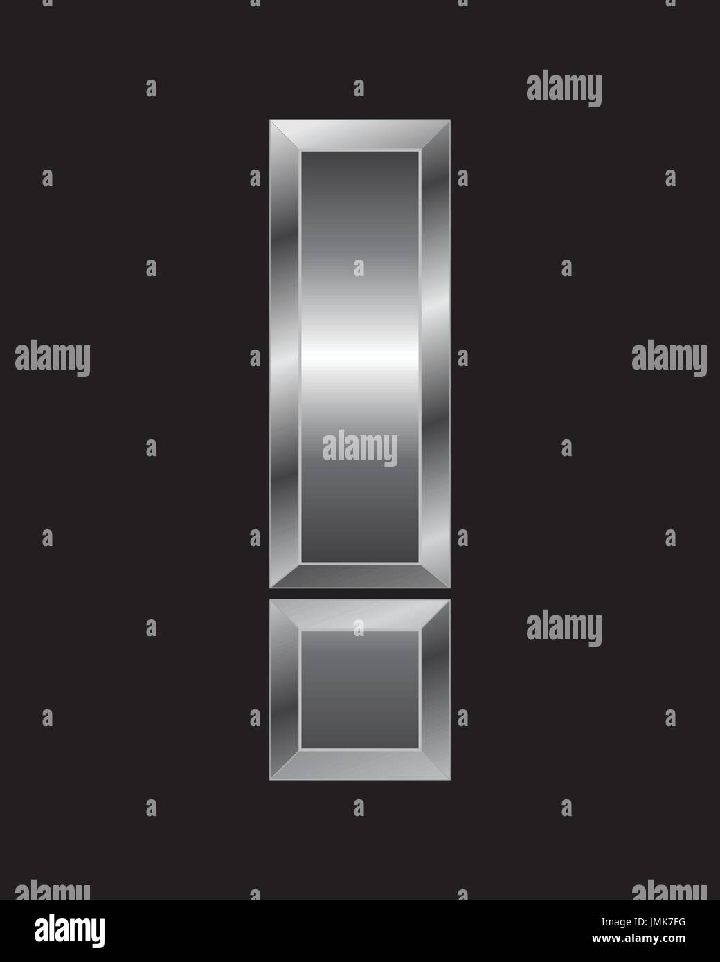 rectangular beveled metal font - exclamation mark, vector Stock Vector ...