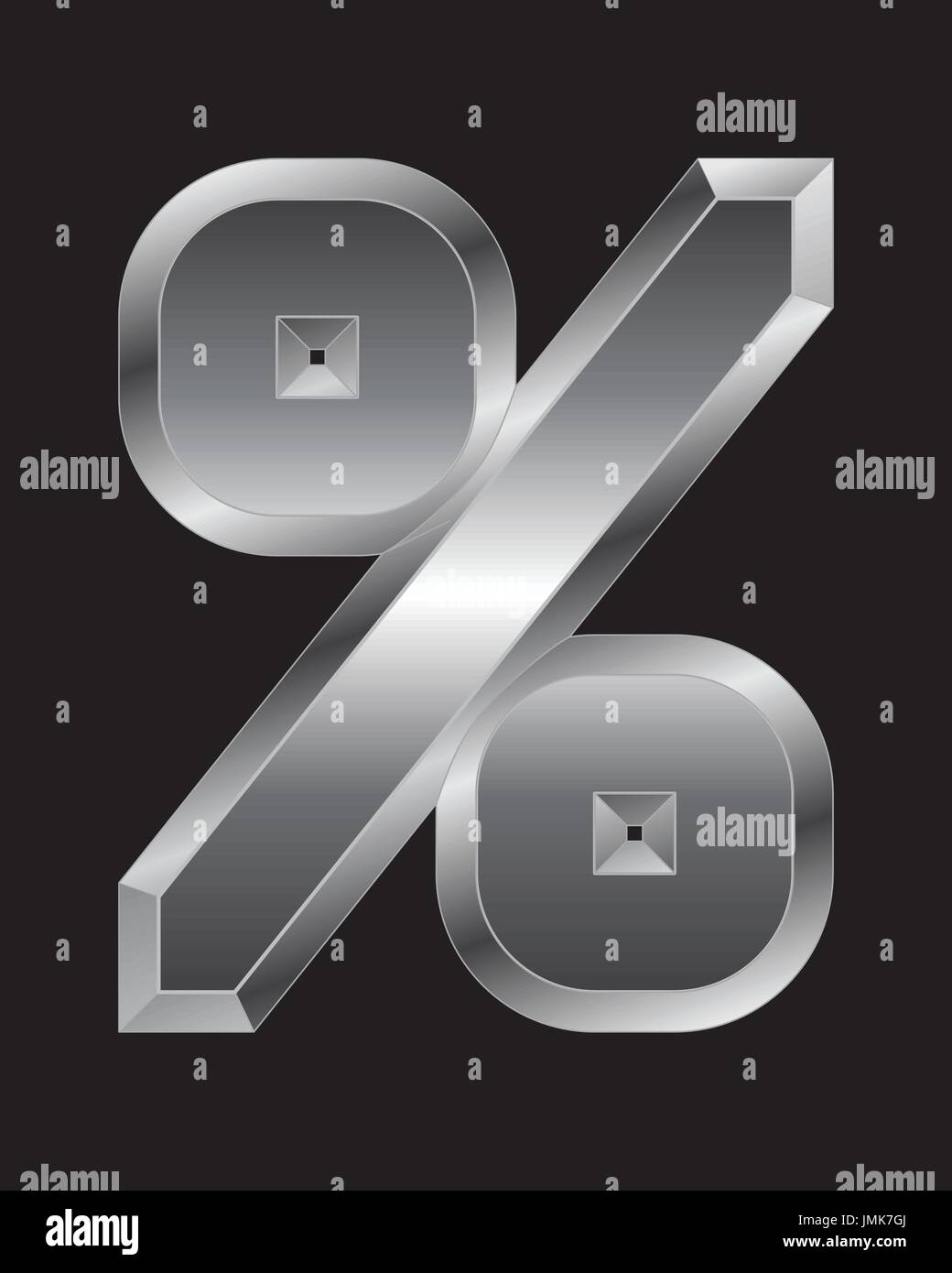 rectangular beveled metal font - percentage sign, vector Stock Vector ...