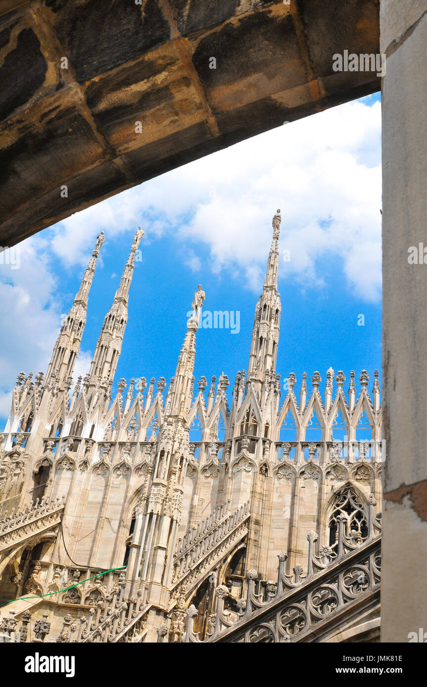 Architectural detail of the famous Milan Cathedral (Duomo di Milano) in ...