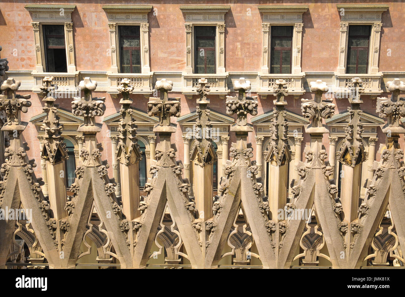 Architectural detail of the famous Milan Cathedral in Italy Stock Photo ...