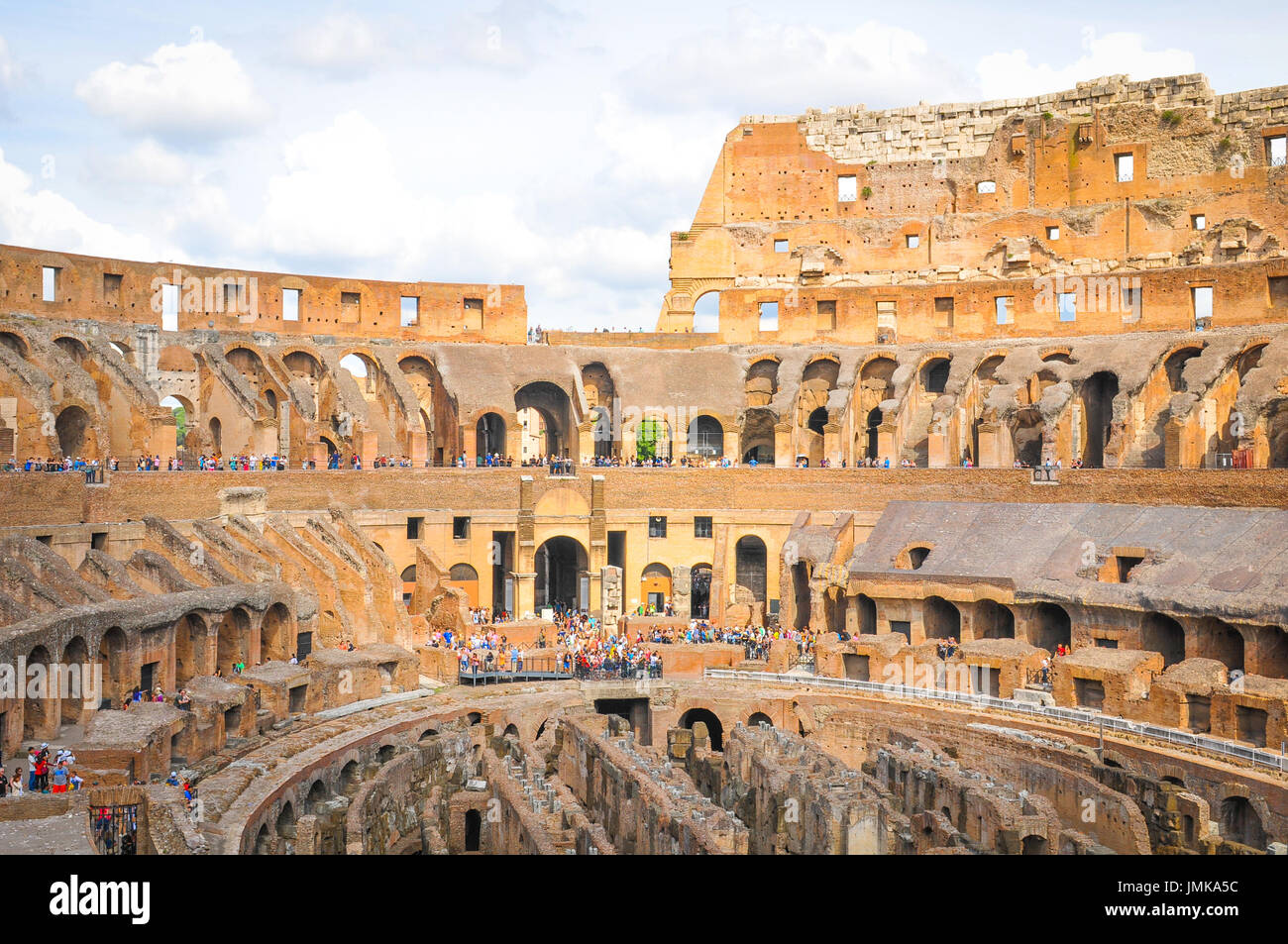 Rome, Italy - June 19, 2016: Tourists visit the Roman vestiges inside ...