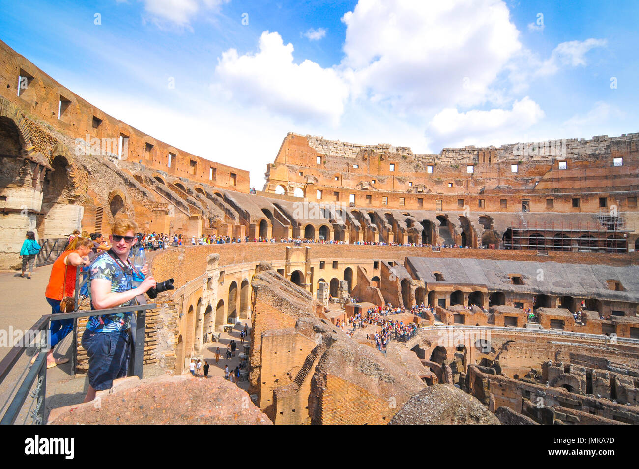 Rome, Italy - June 19, 2016: Tourists visit the Roman vestiges inside ...