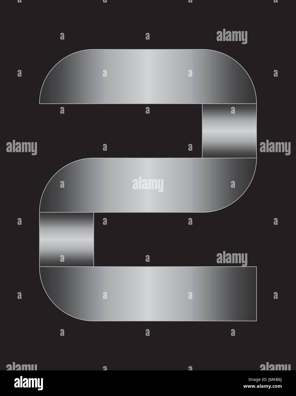 rectangular bent metal font - number 2 Stock Vector Image & Art - Alamy