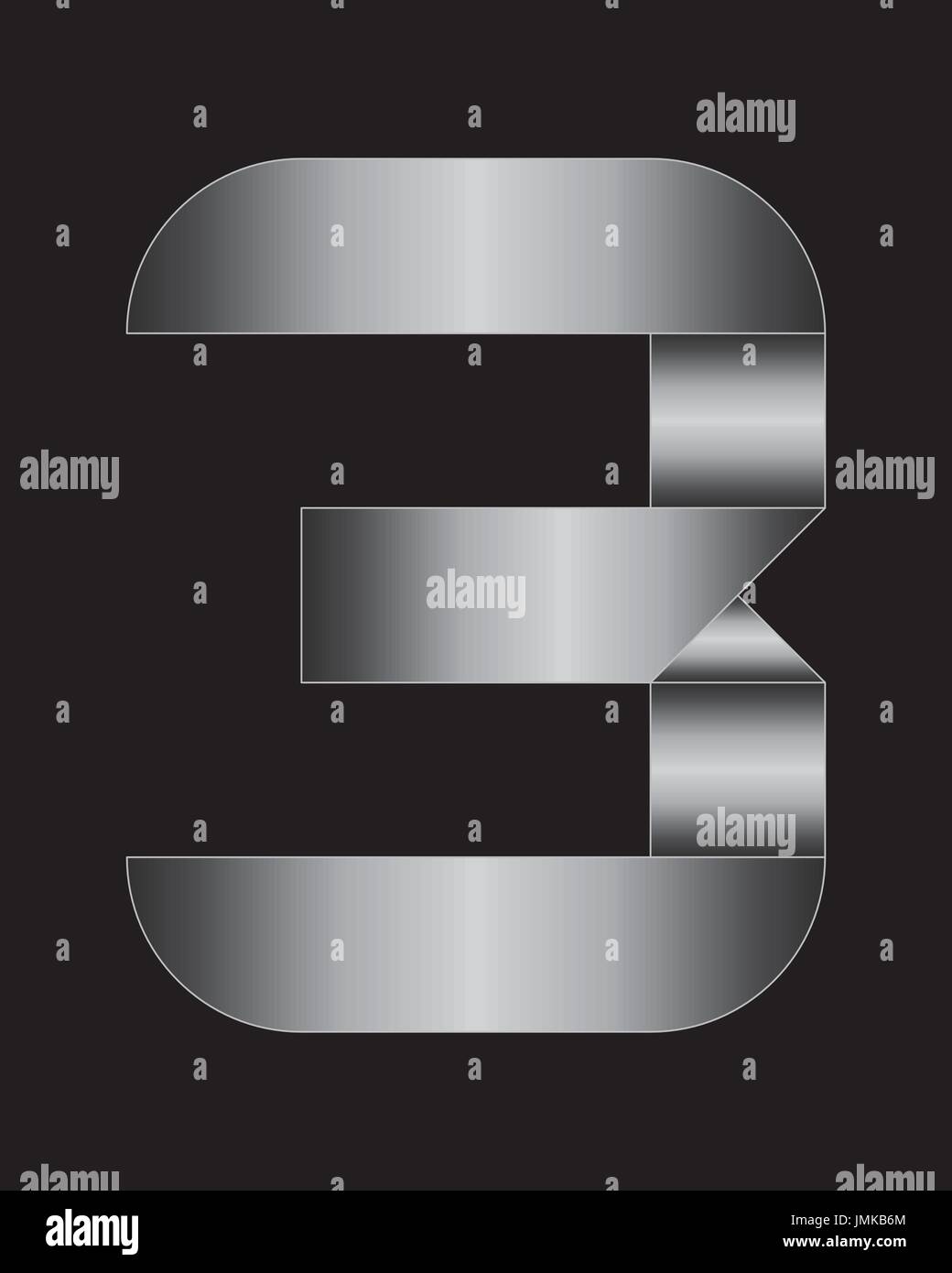 rectangular bent metal font - number 3 Stock Vector Image & Art - Alamy