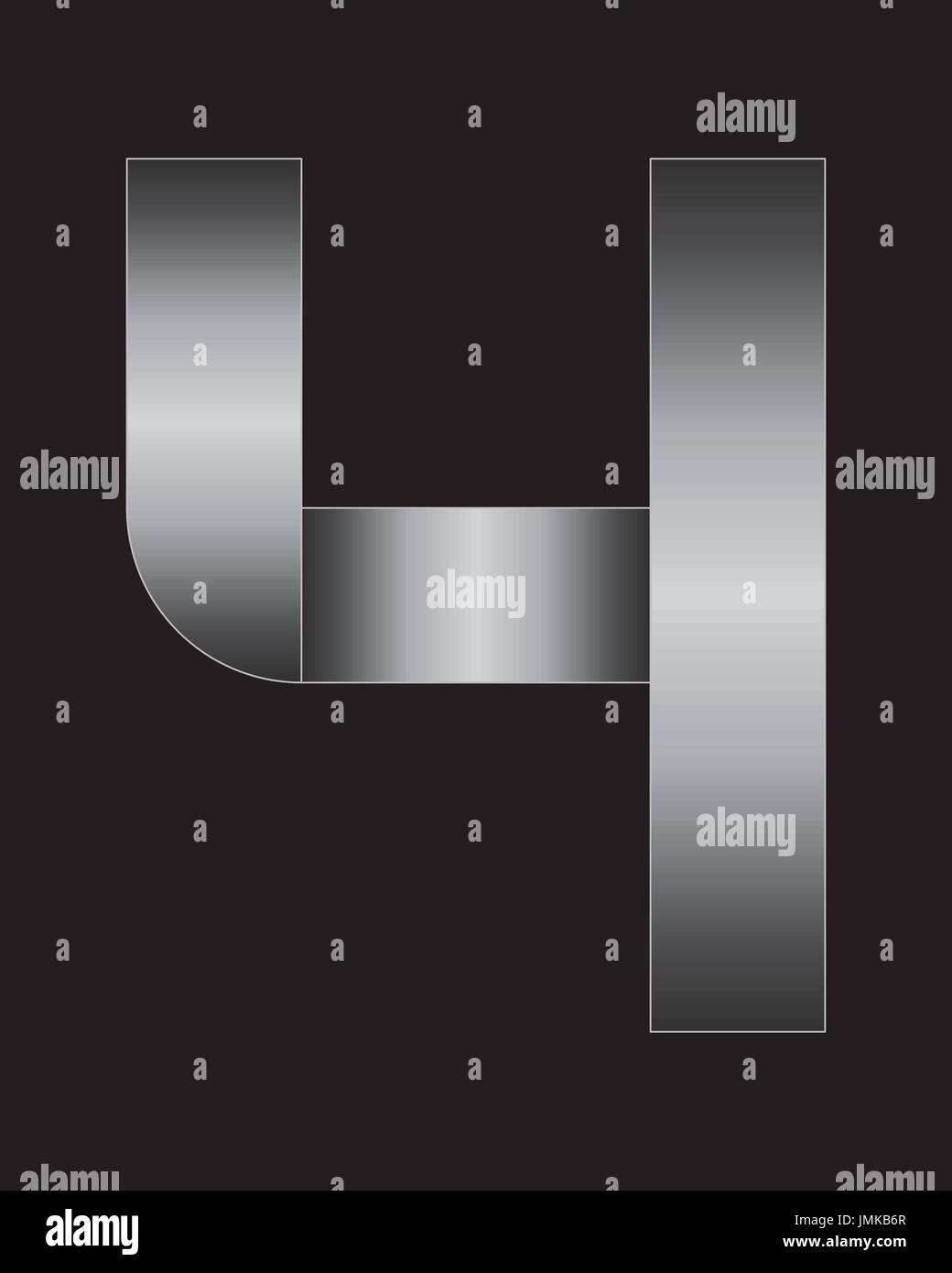 rectangular bent metal font - number 4 Stock Vector Image & Art - Alamy