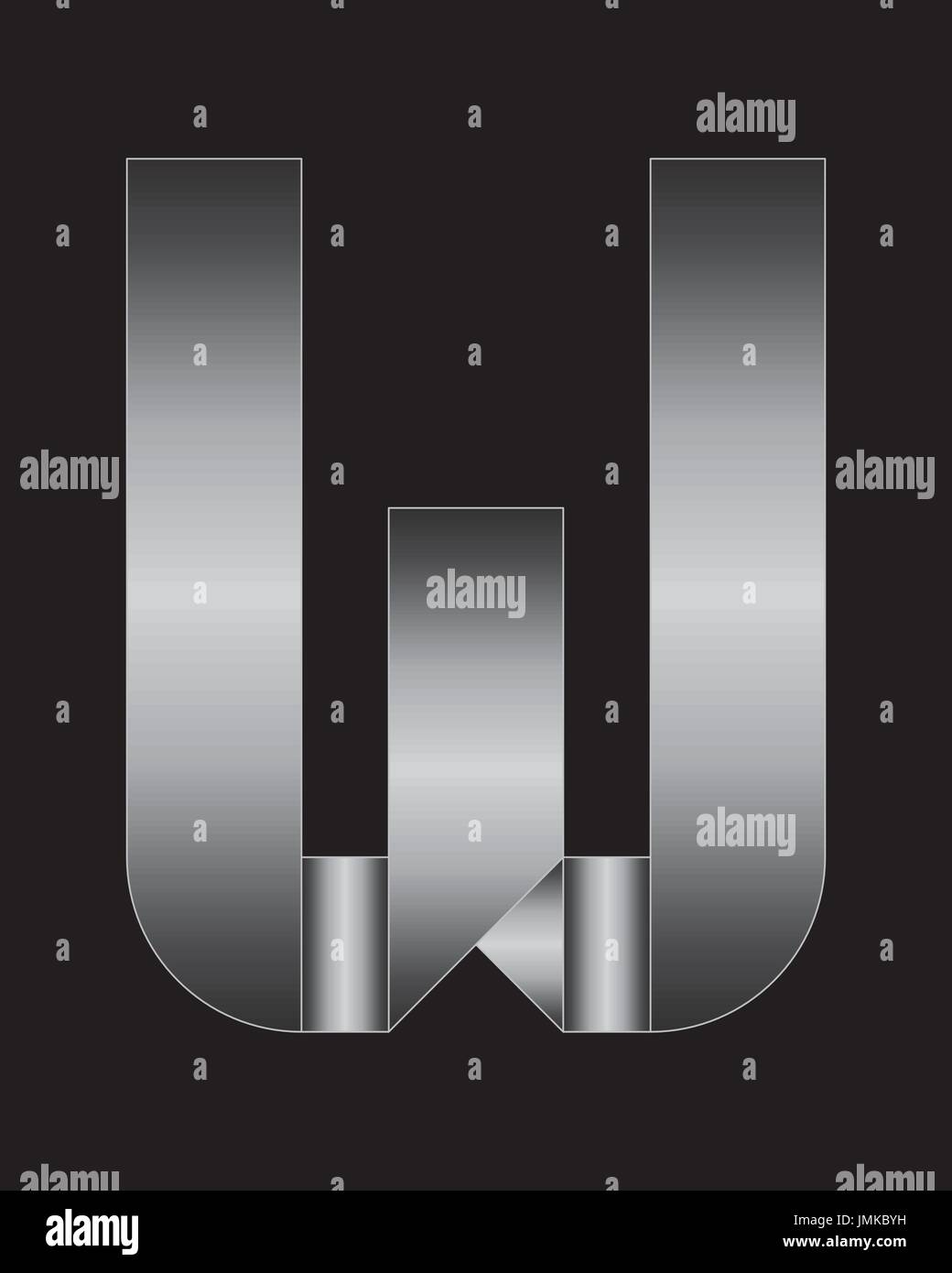 rectangular bent metal font - letter W Stock Vector Image & Art - Alamy