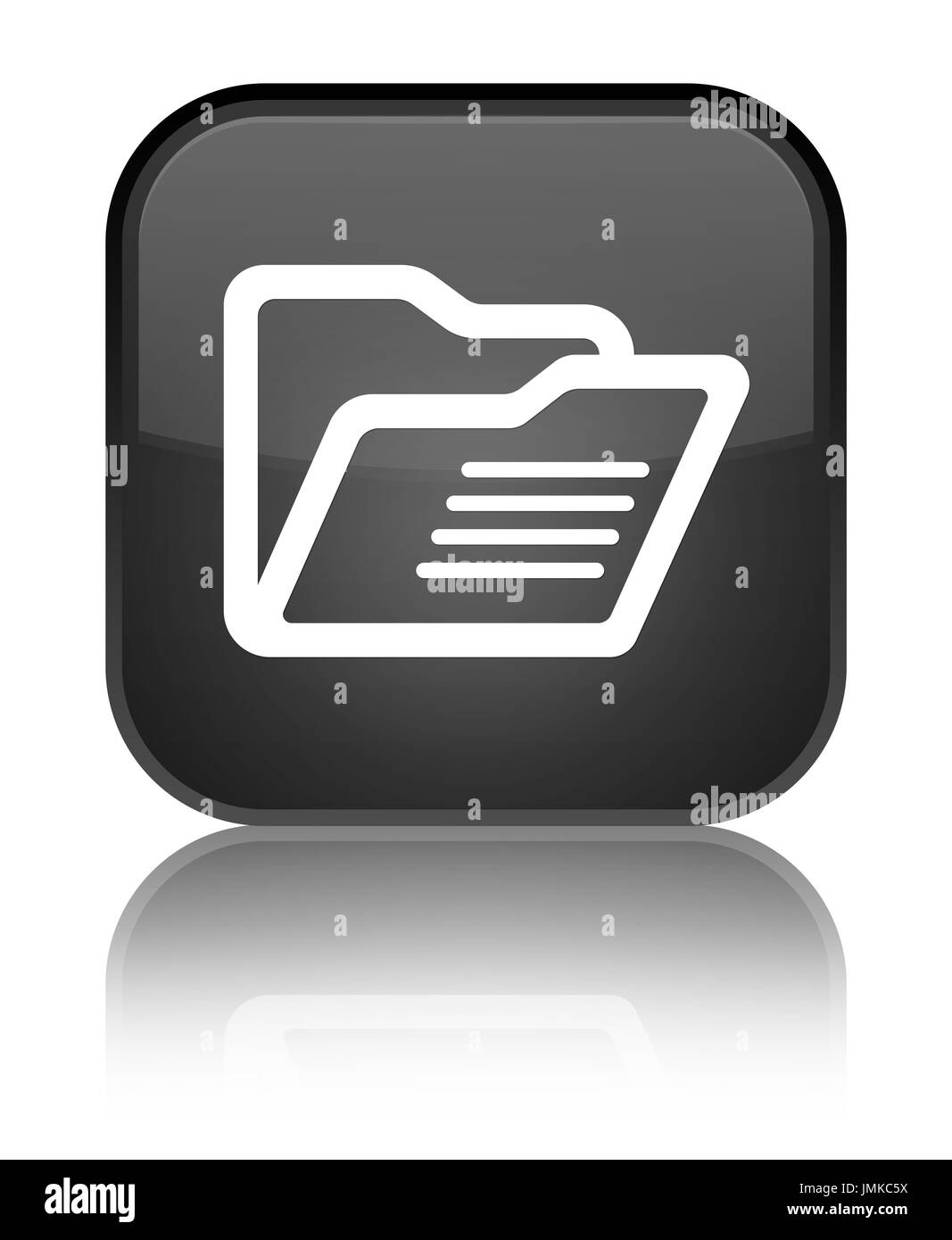 Folder icon isolated on special black square button reflected abstract ...