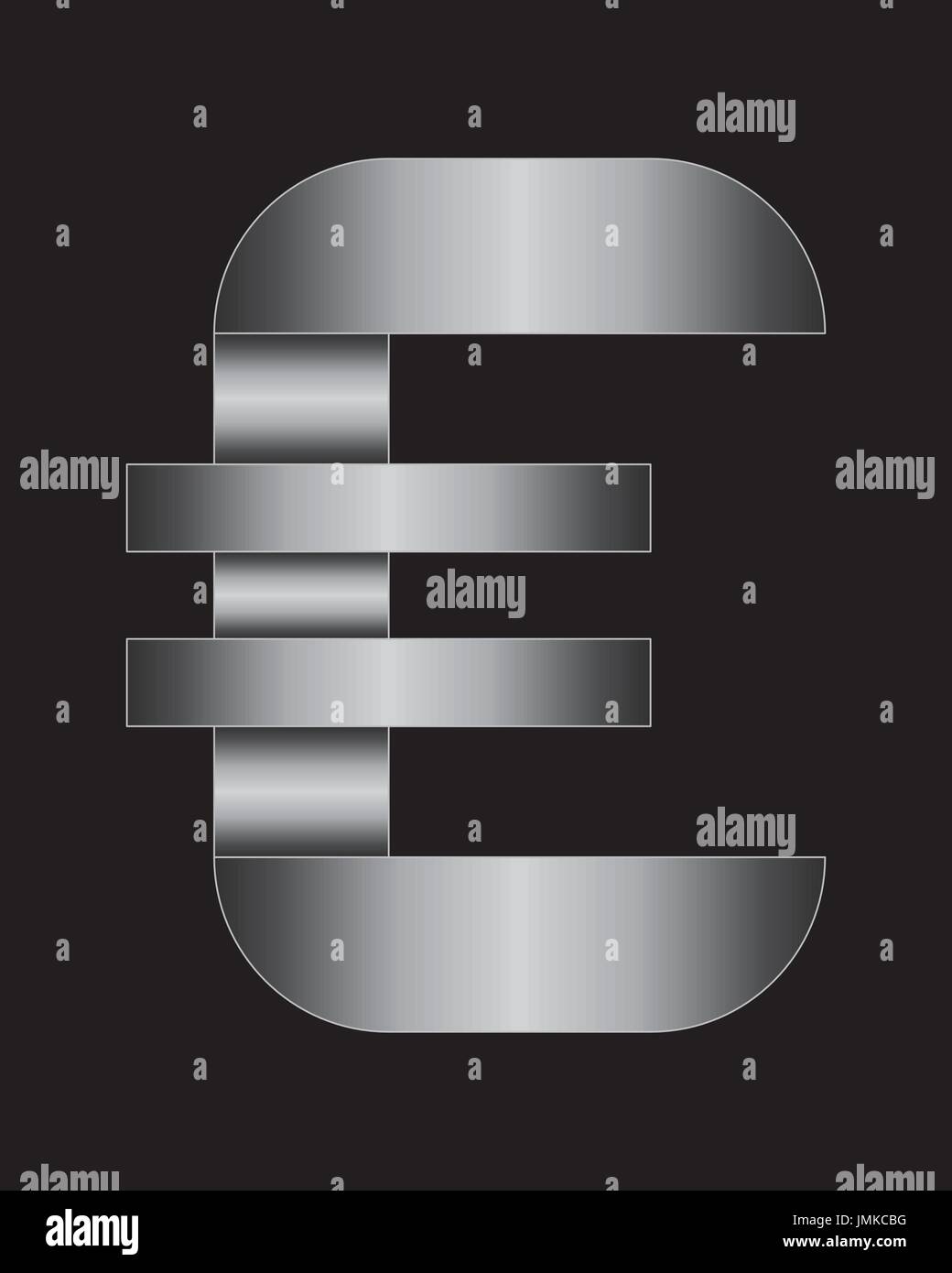 rectangular bent metal font - euro currency symbol Stock Vector Image & Art - Alamy