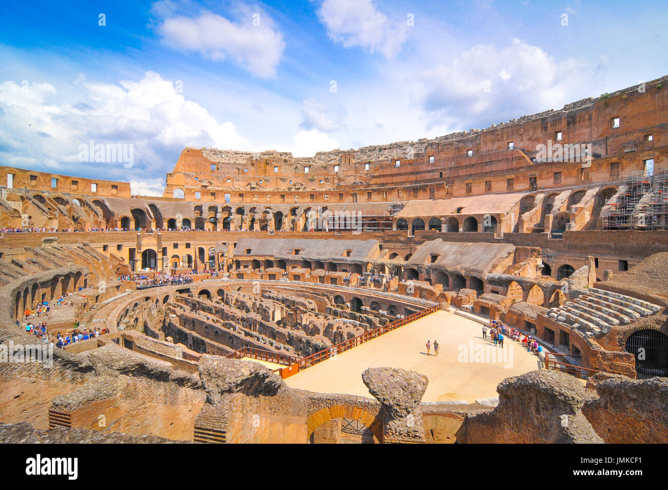 Rome, Italy - June 19, 2016: Tourists visit the Roman vestiges inside ...
