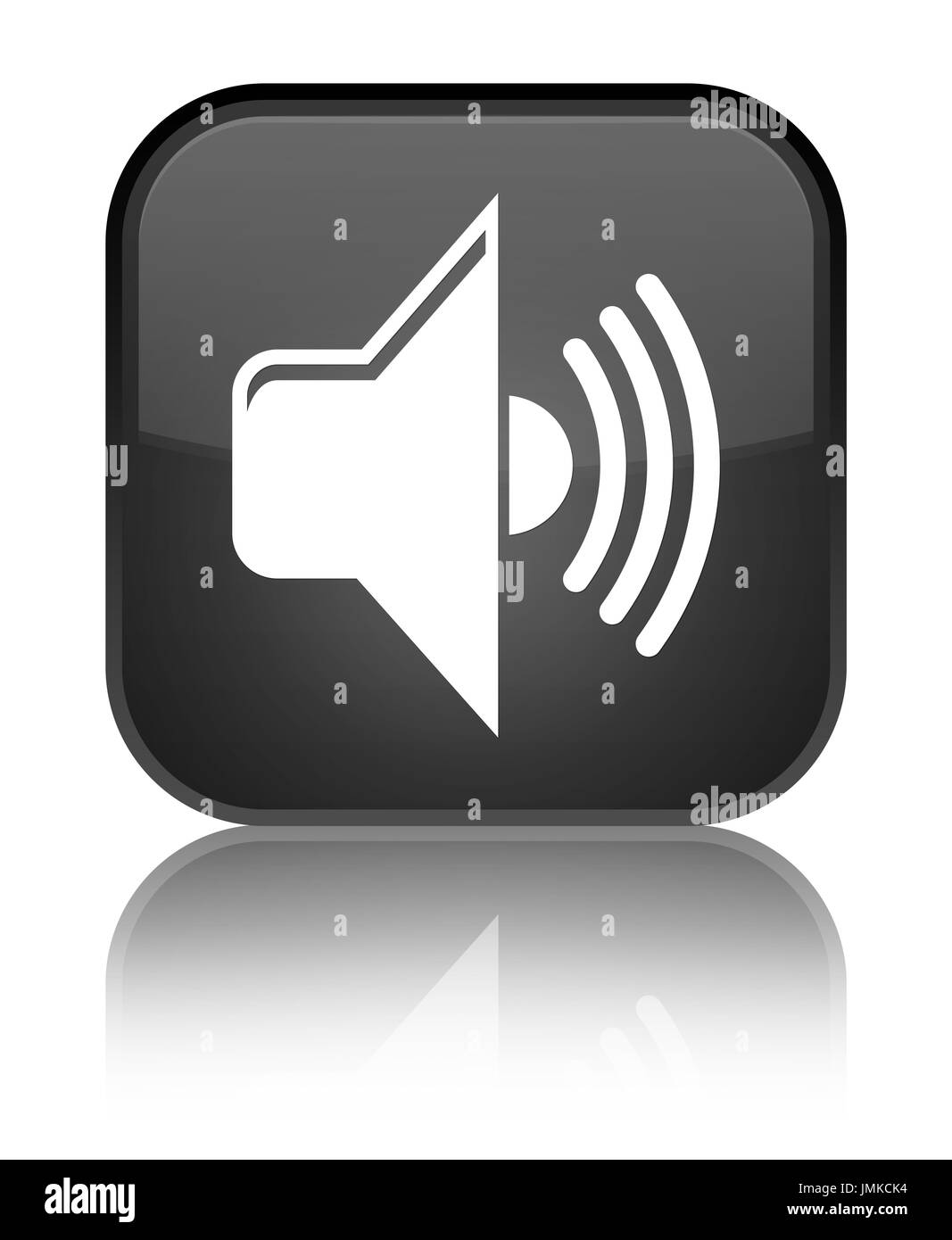 Volume icon isolated on special black square button reflected abstract ...
