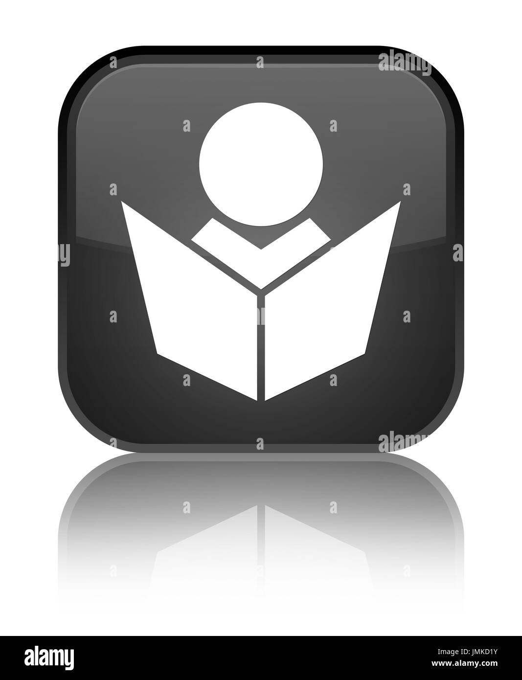 Elearning icon isolated on special black square button reflected ...