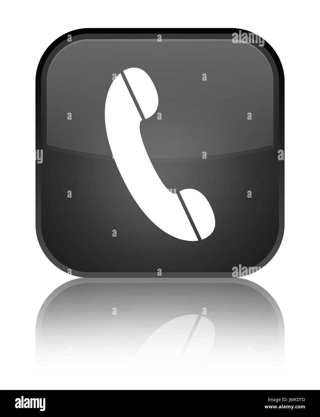 Phone icon isolated on special black square button reflected abstract ...