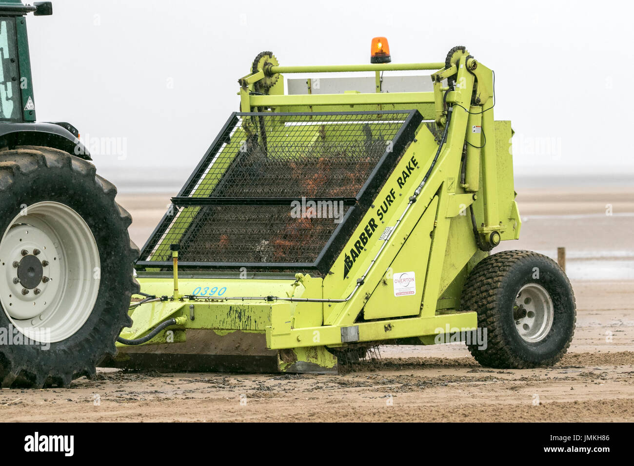 Barber Surf Rake vehicles on Ainsdale Beach, Southport, UK Stock Photo ...