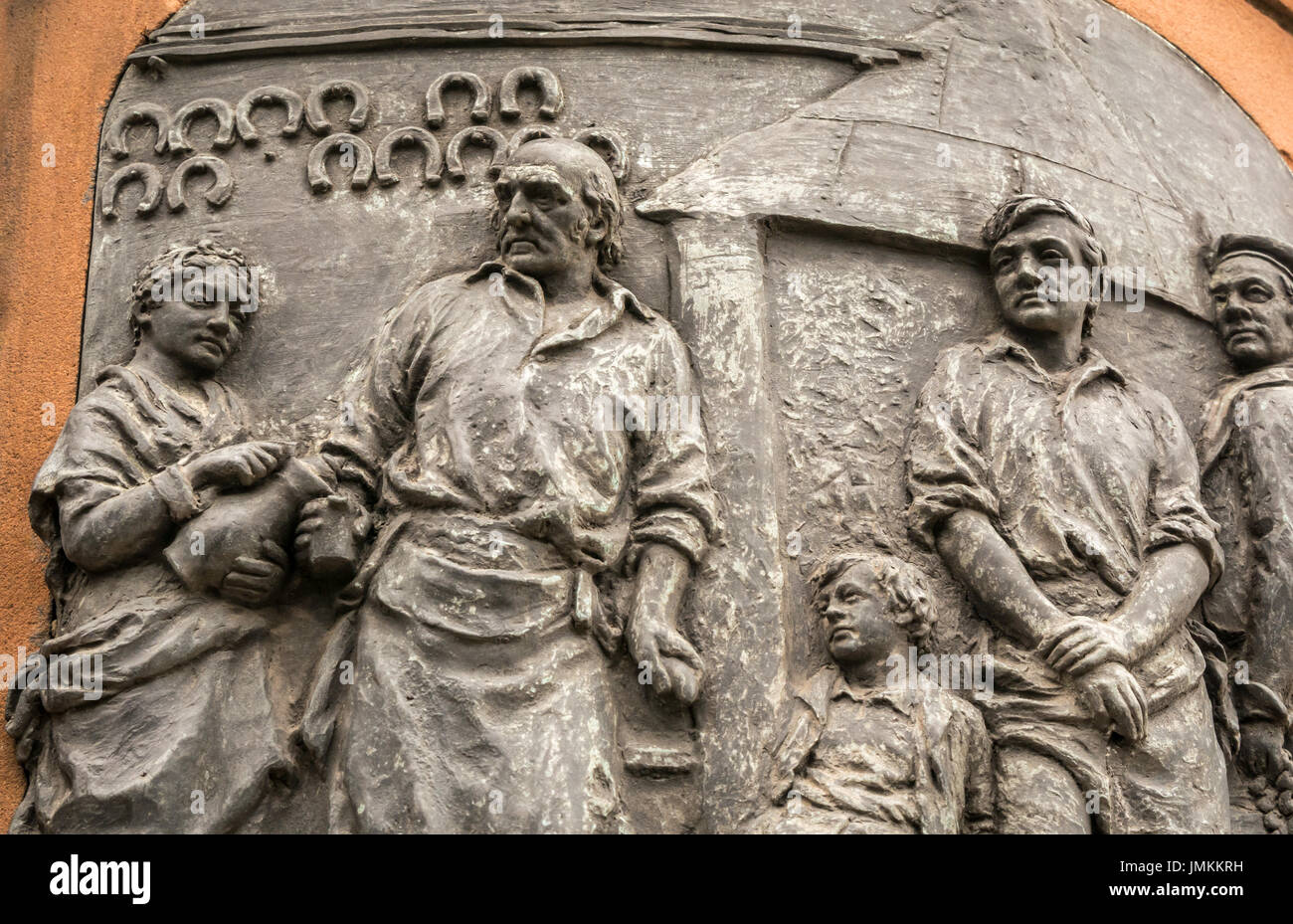 East side bas-relief panel on memorial statue of Robert Burns, Leith ...
