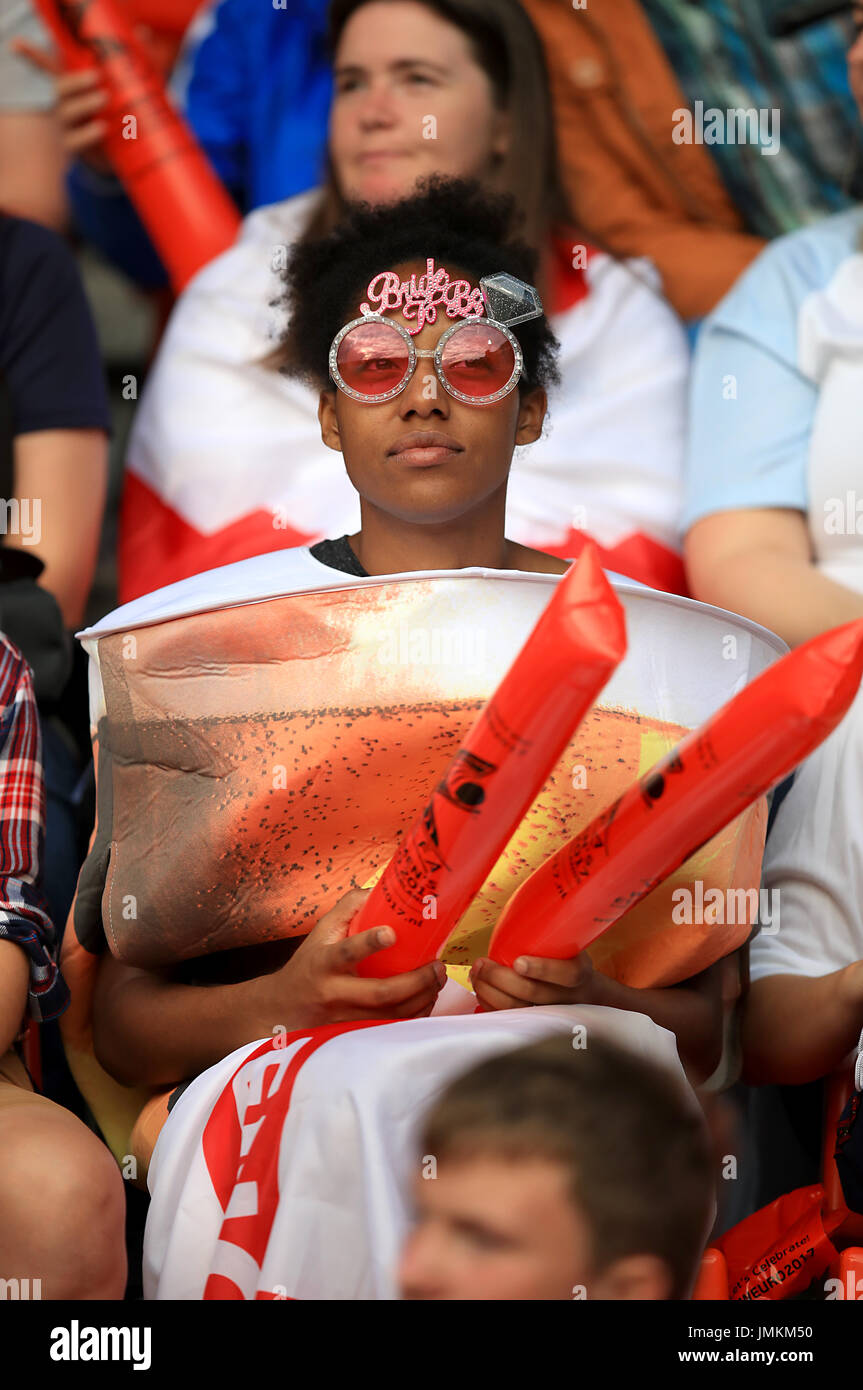 An England fan in the stands dressed as a pint of beer prior to the ...