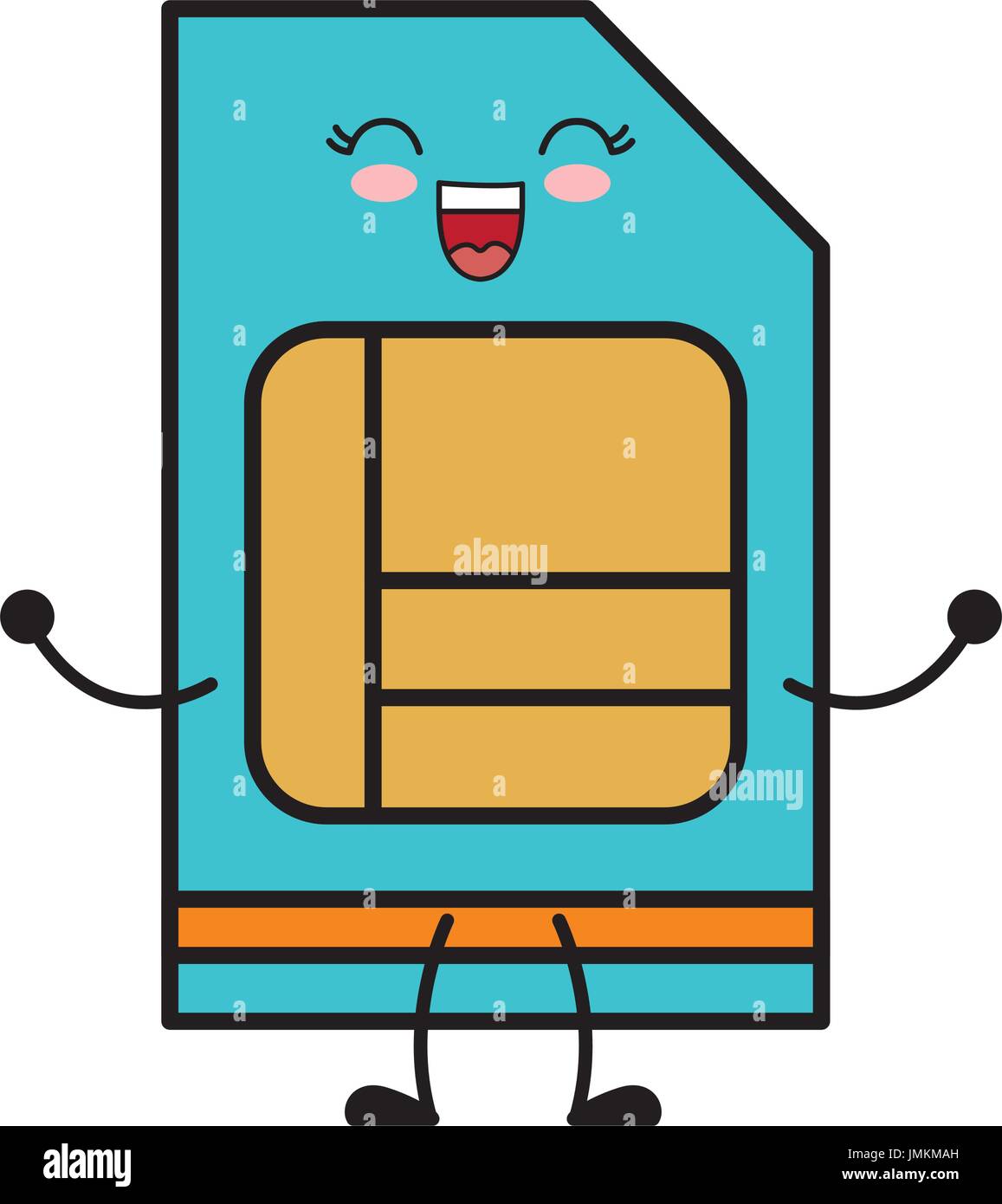 kawaii sim card icon over white background vector illustration Stock ...