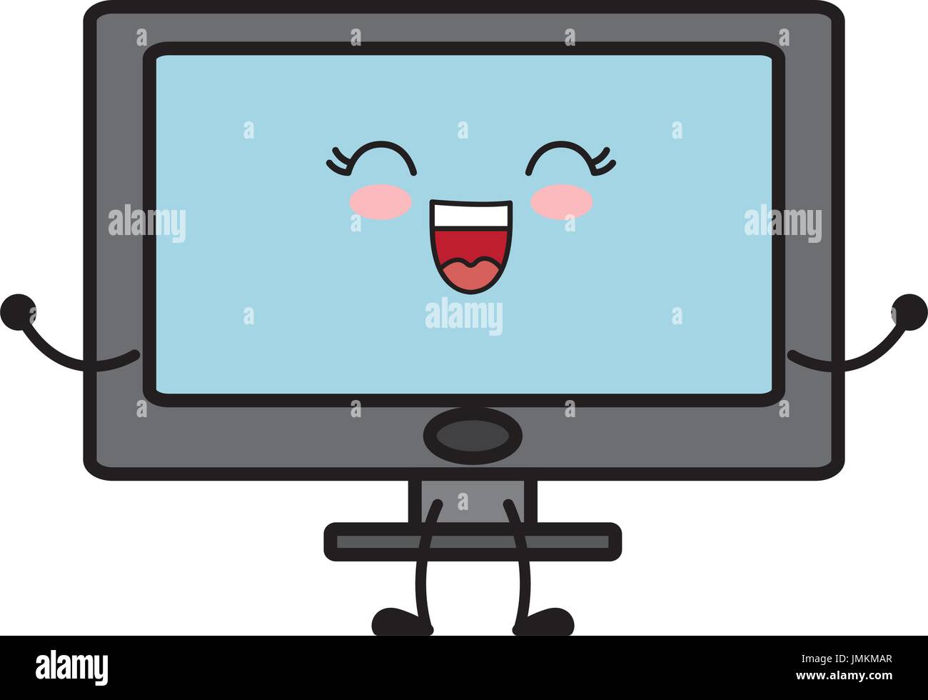 kawaii computer icon over white background vector illustration Stock ...