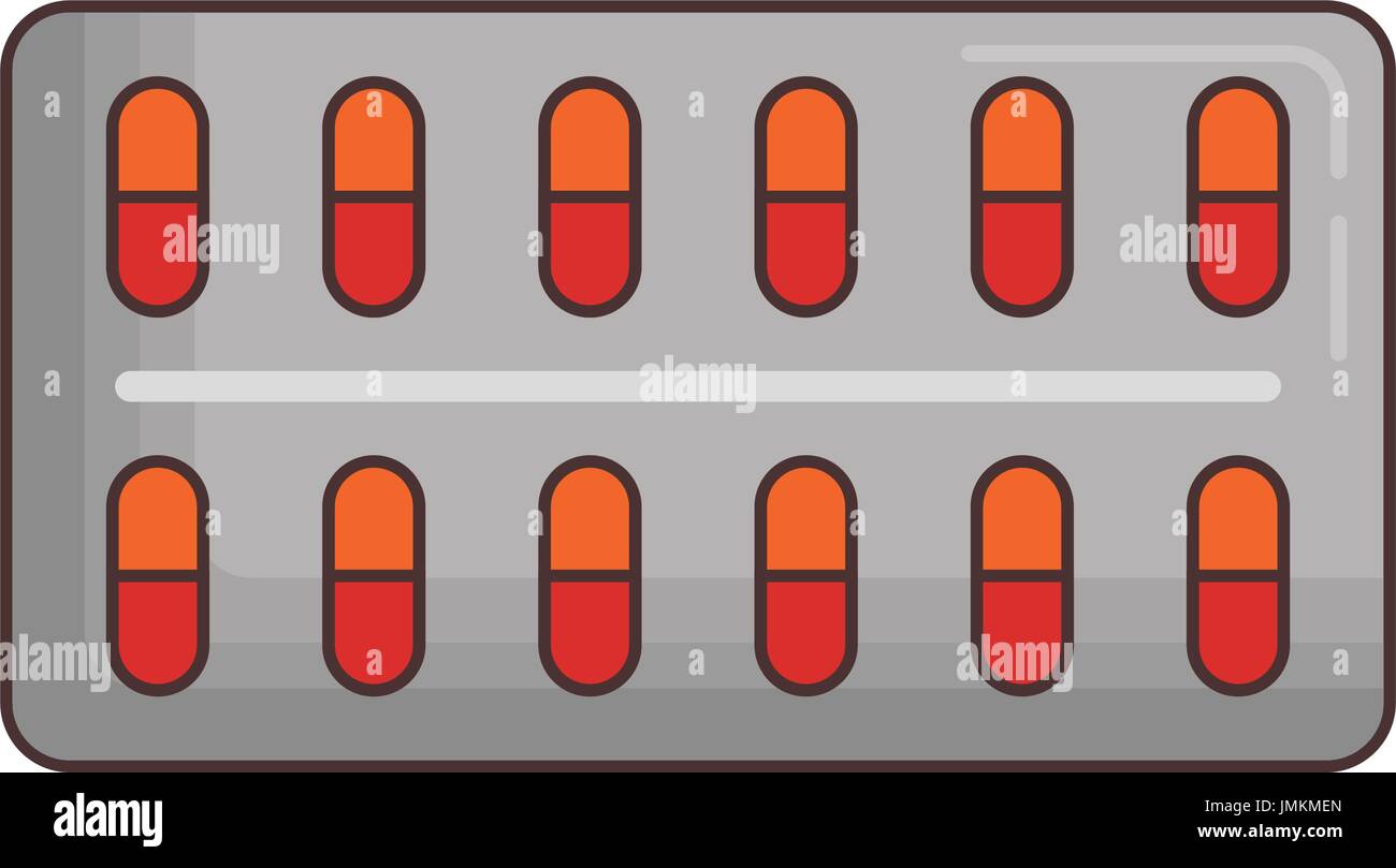 Medicine Tablets Blister Pack icon over white background vector ...