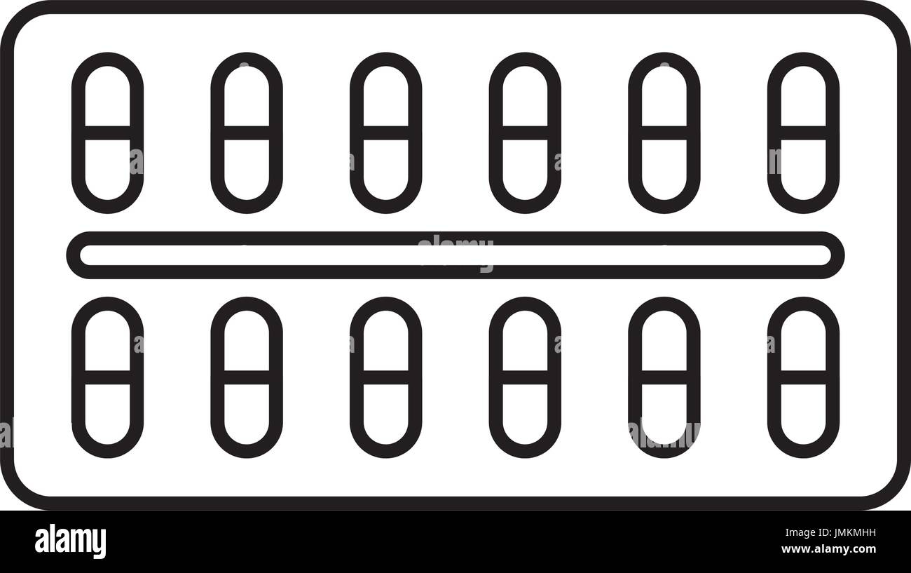 Medicine Tablets Blister Pack icon over white background vector ...