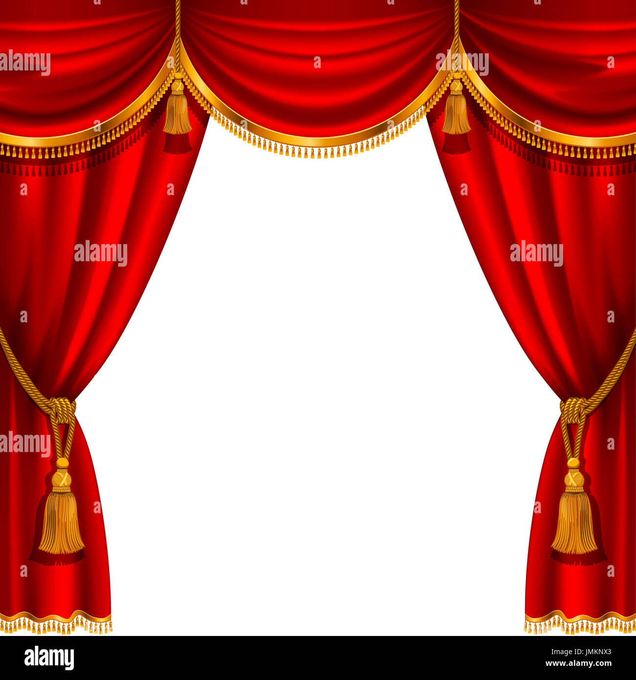 Theater stage with red curtain. Detailed vector illustration Stock ...