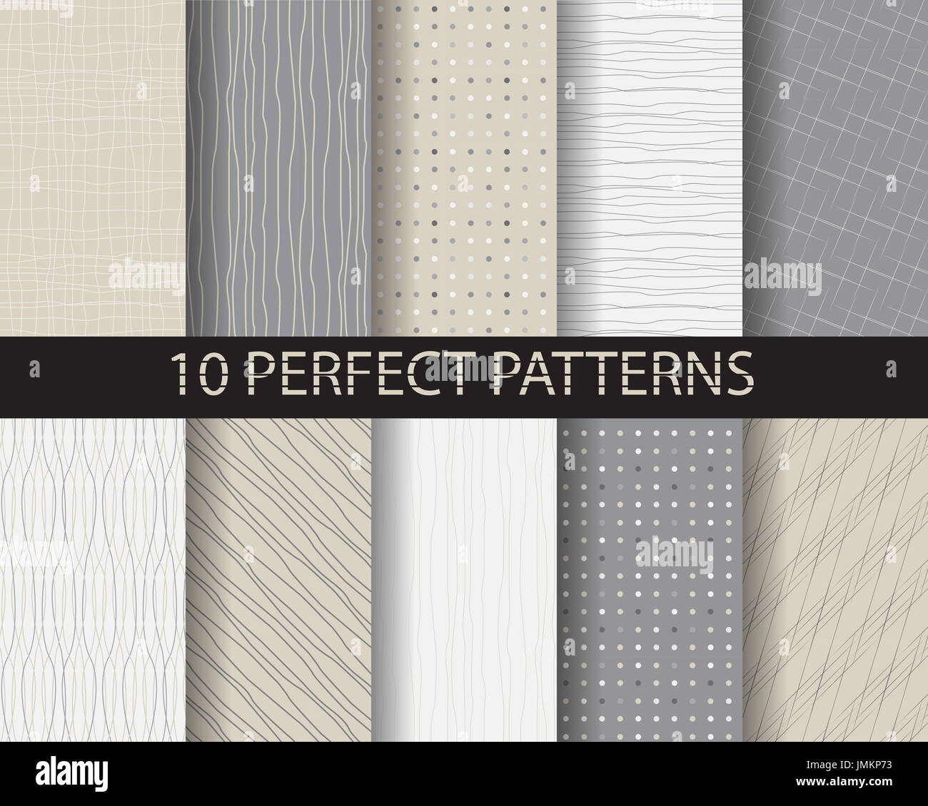 10 different beautiful classic linear and dot patterns. Endless texture ...