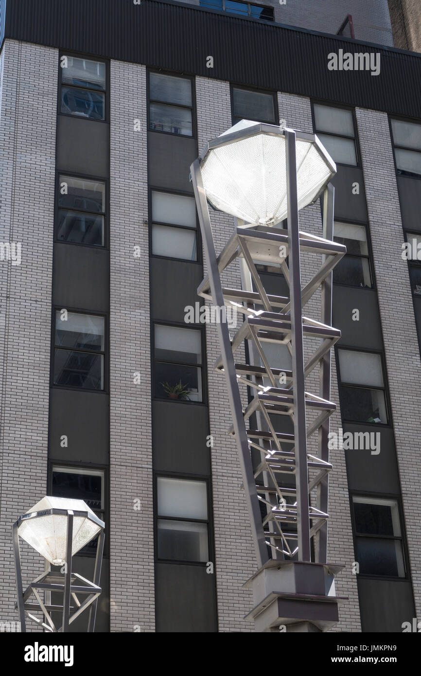 Diamond Shaped Street Light Pylons, Diamond District, NYC Stock Photo ...