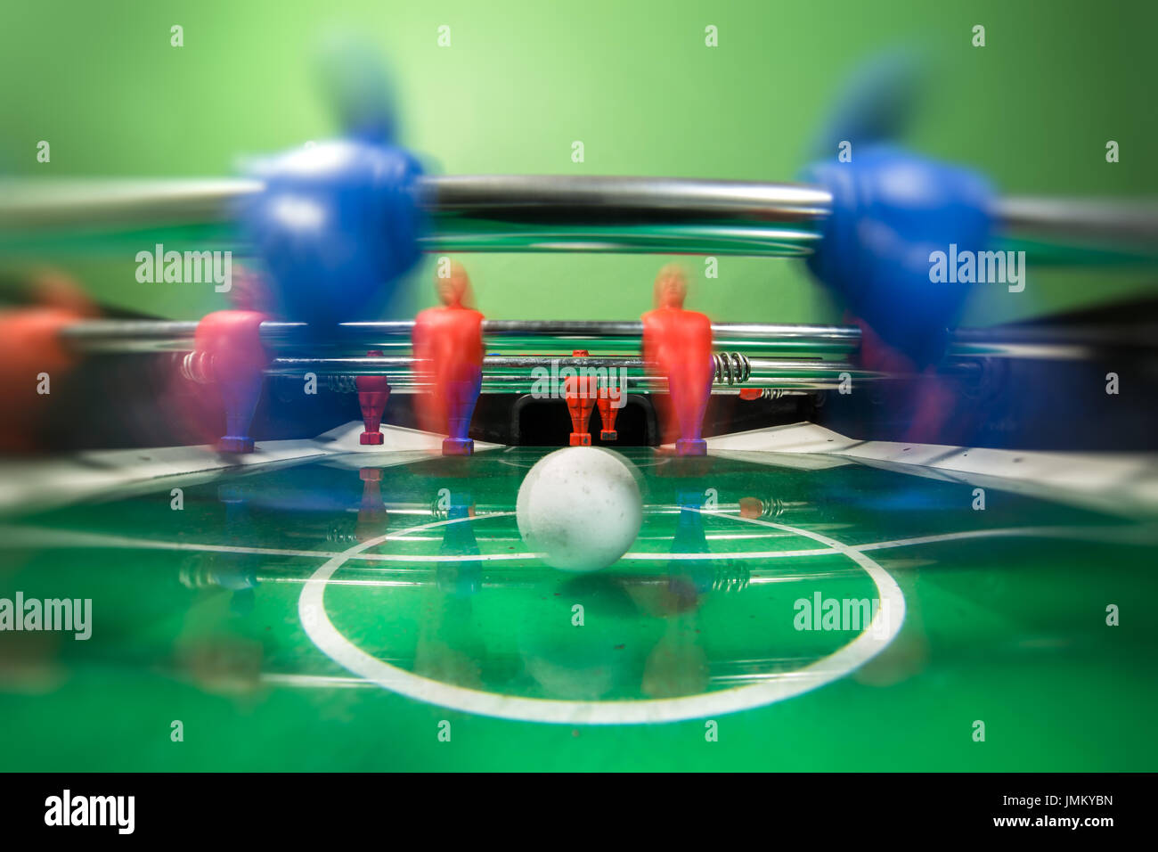 Soccer table game with red and blue players Stock Photo - Alamy