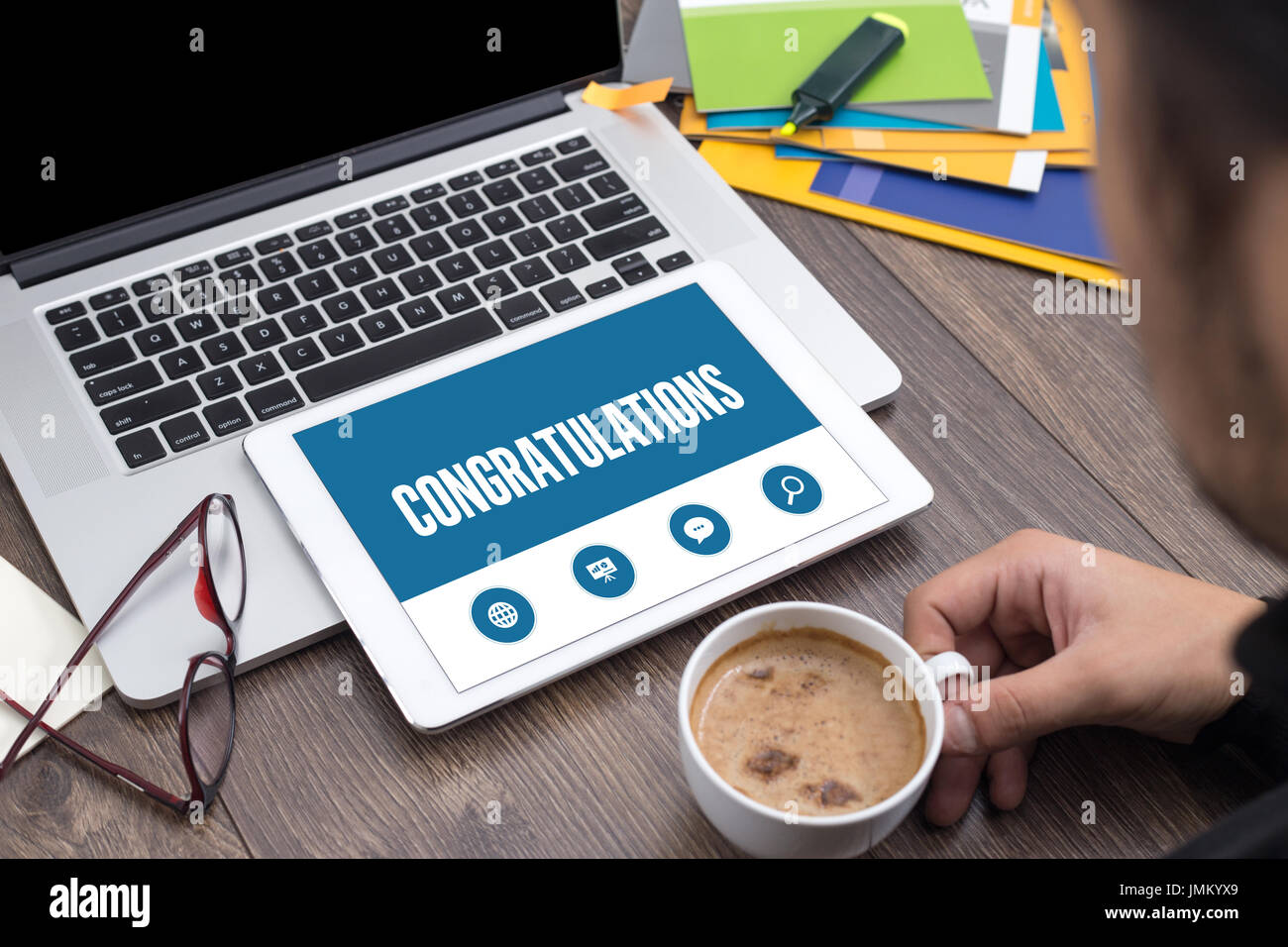 CONGRATULATIONS SCREEN CONCEPT Stock Photo - Alamy