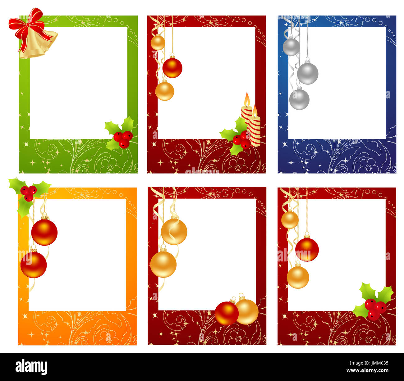 Set of celebratory Christmas cards with decorations. Vector ...